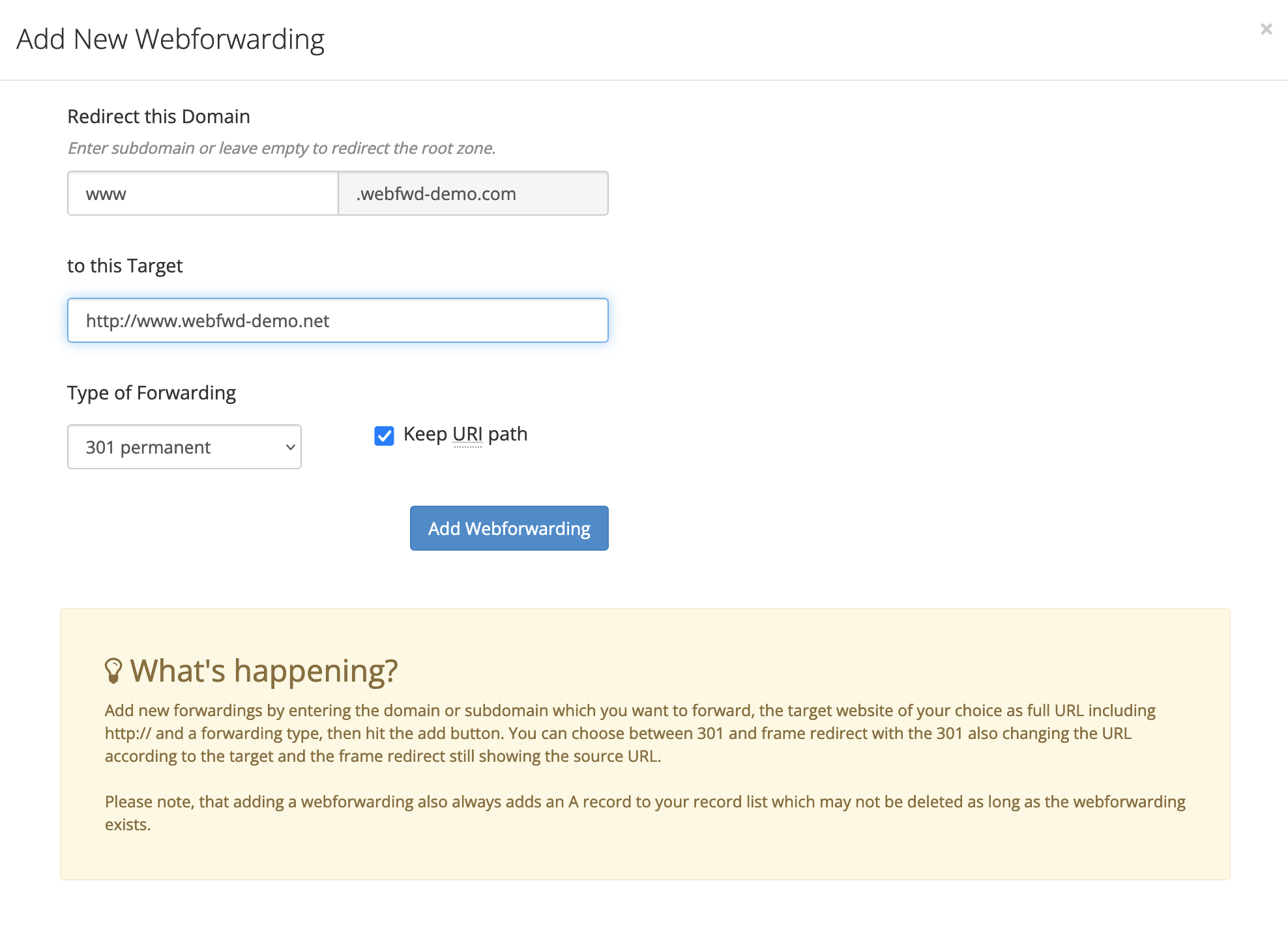 Web-forwarding - How to create it – CentralNic Reseller